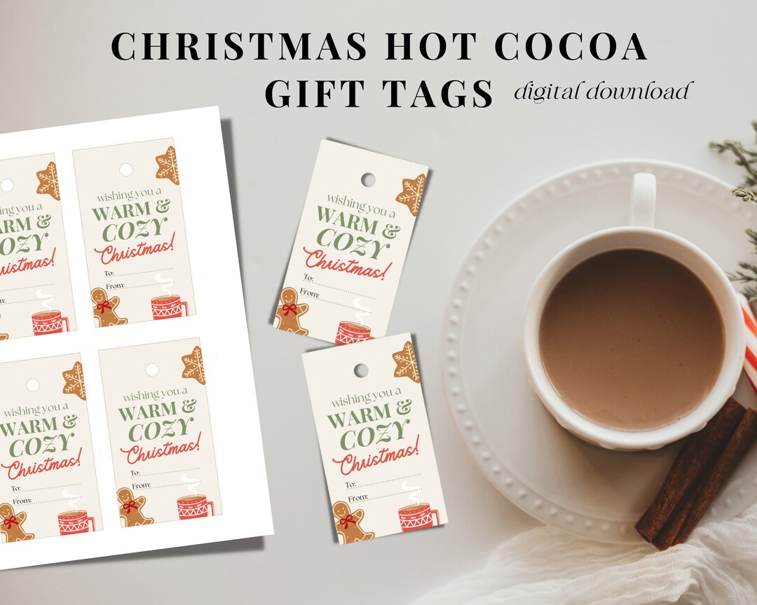 Christmas Hot Cocoa Present Gift Tags Warm & Cozy Merry Holiday Party ...