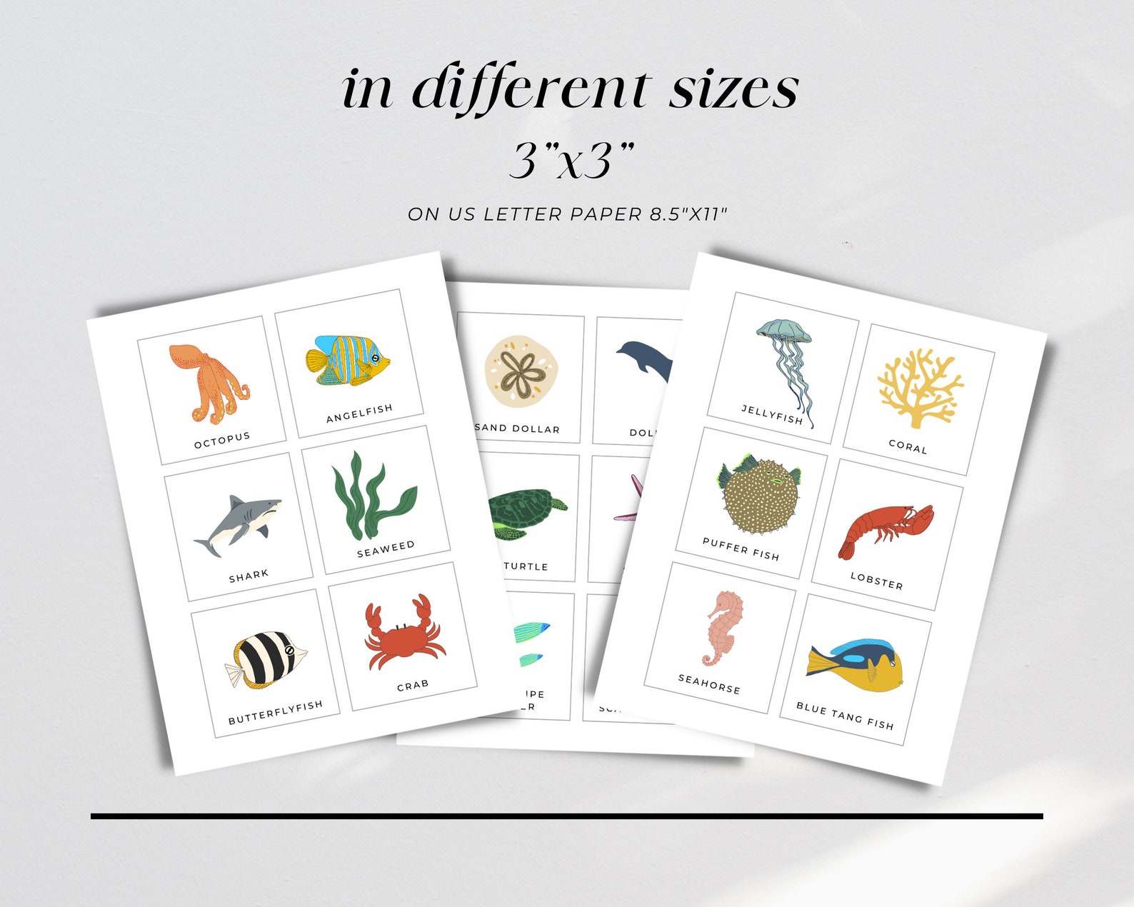 18 Under the Sea Flashcards Ocean Printable Back to School Animal ...
