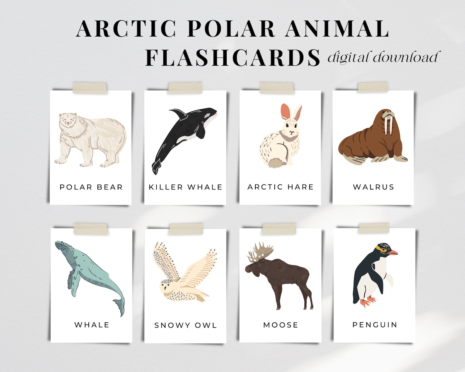 Printable Polar Arctic Animal Flashcards Nature Unit Study Montessori ...