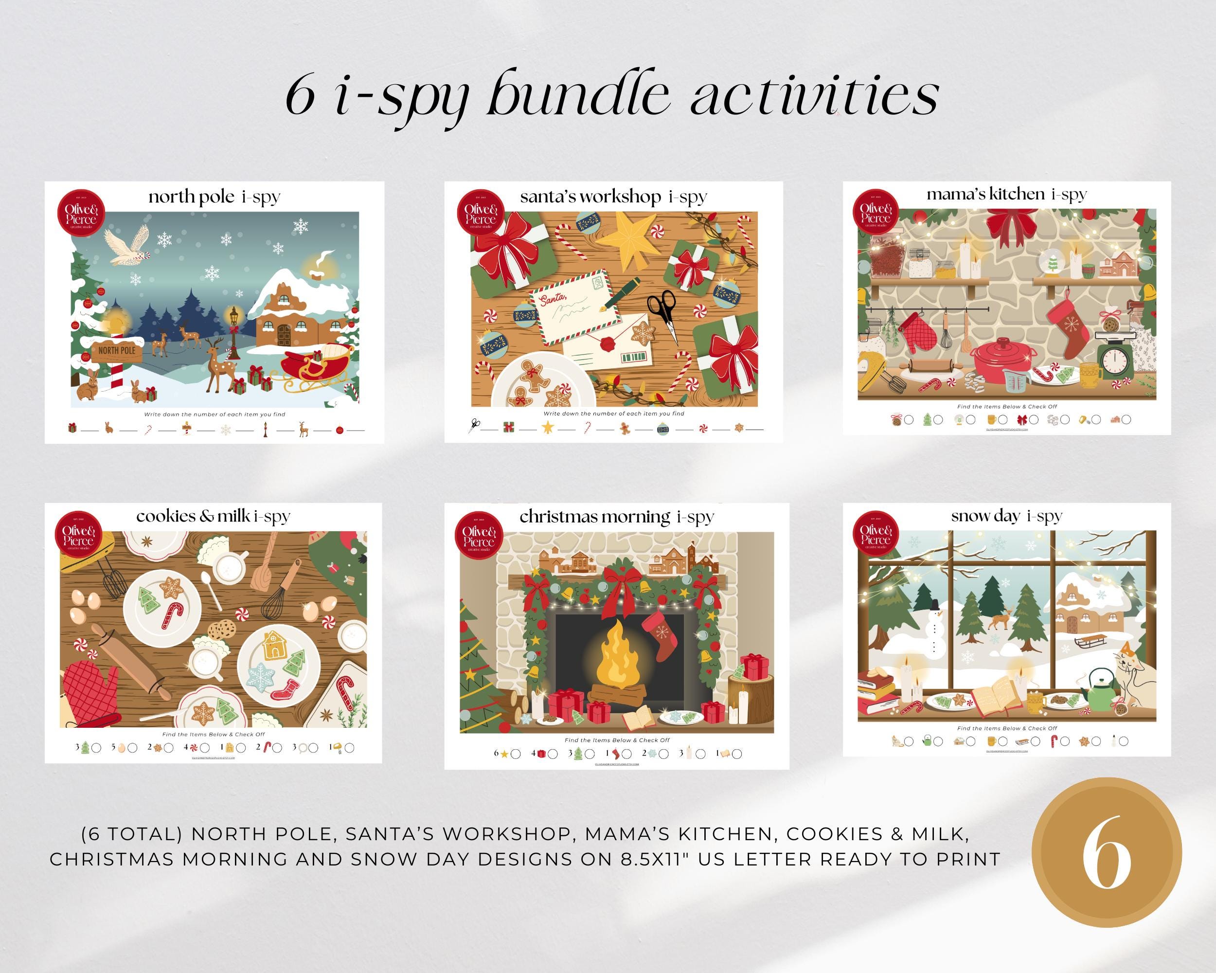 Printable Christmas I-spy Activities, Holiday Bundle, Christmas Games ...