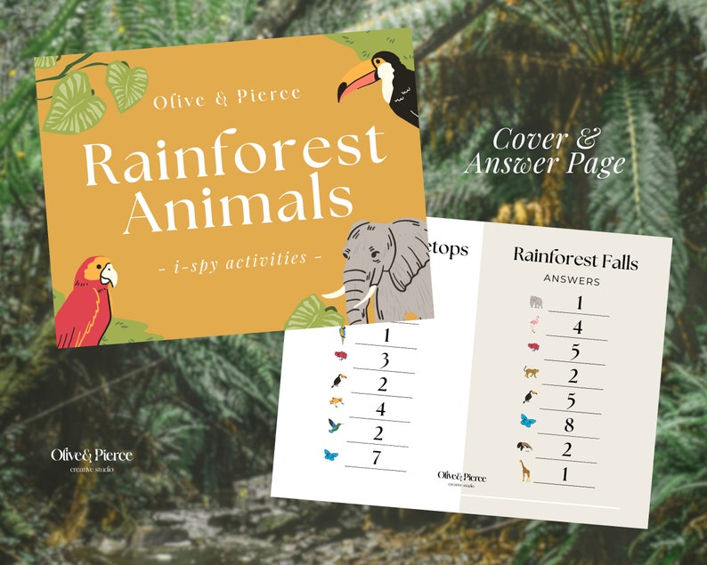 I-spy Printable Jungle Animal Activity, Rainforest Nature Unit Study ...