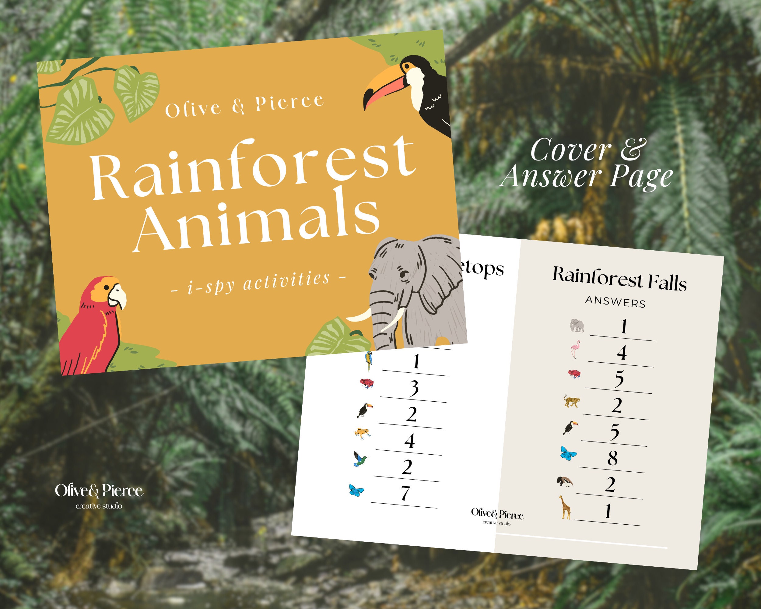 I-spy Printable Jungle Animal Activity, Rainforest Nature Unit Study ...