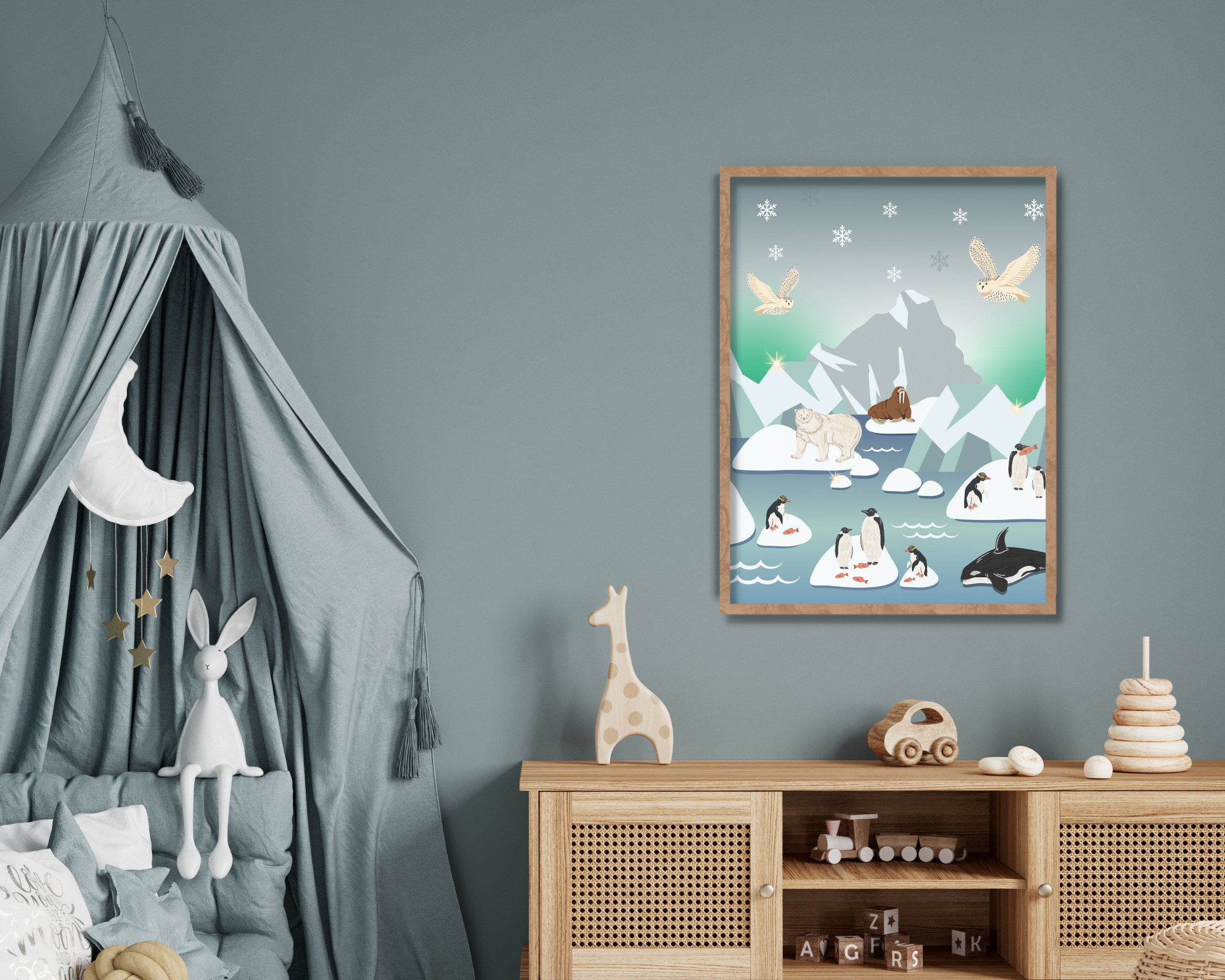 Arctic Antarctic Animal Winter Wall Art Nature Unit Study Montessori ...