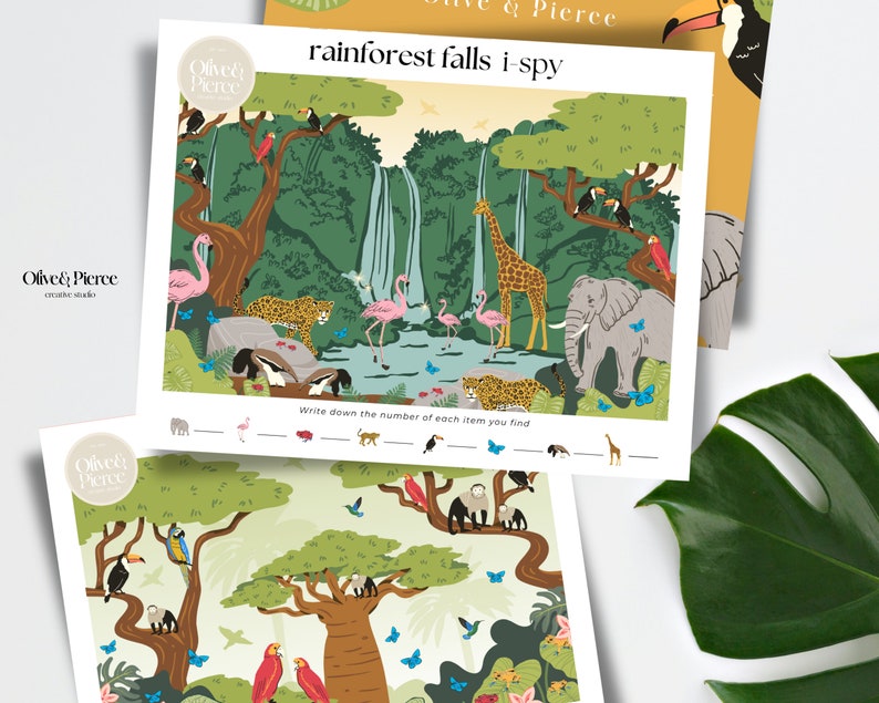 I-spy Printable Jungle Animal Activity, Rainforest Nature Unit Study ...