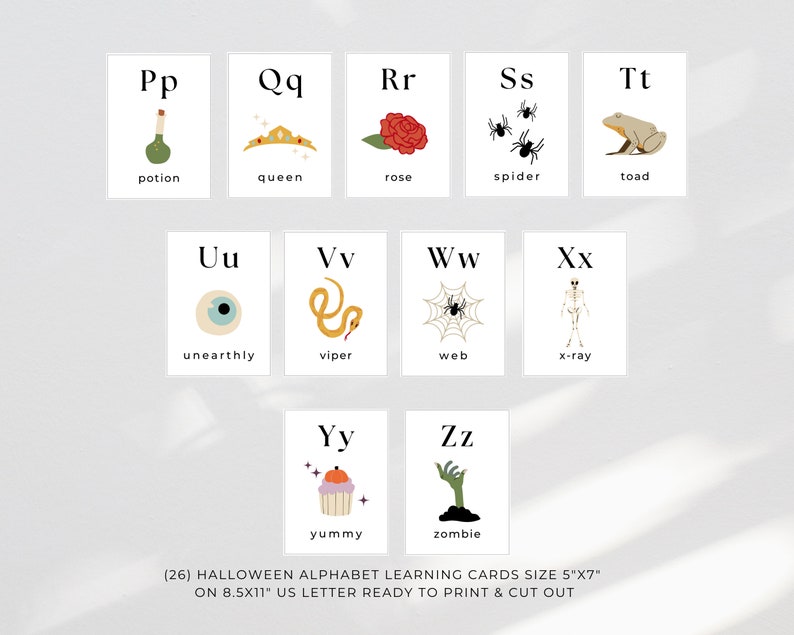 Halloween ABC Learning Flashcards Printable Back to School Fall ...
