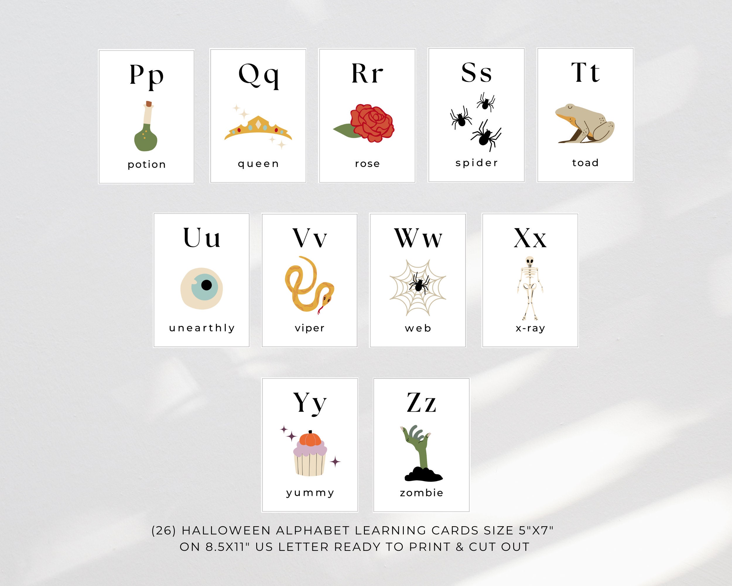 Halloween ABC Learning Flashcards Printable Back to School Fall ...