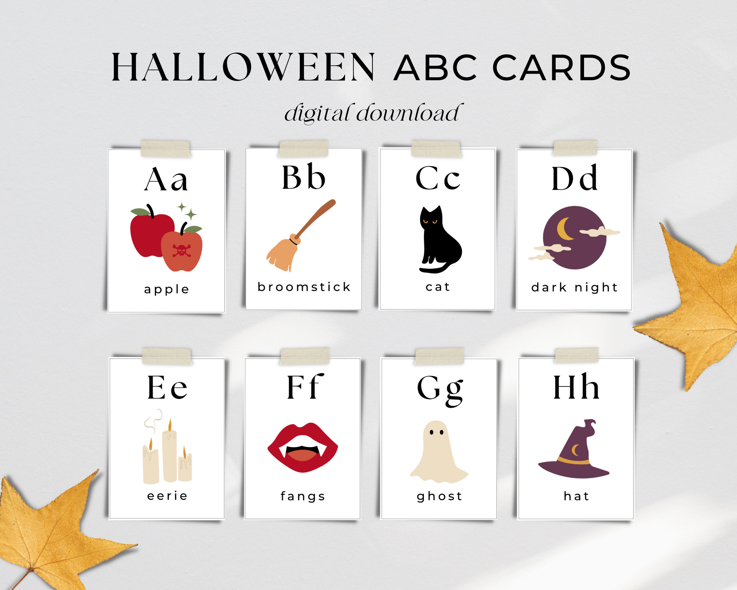 Halloween ABC Learning Flashcards Printable Back to School Fall ...