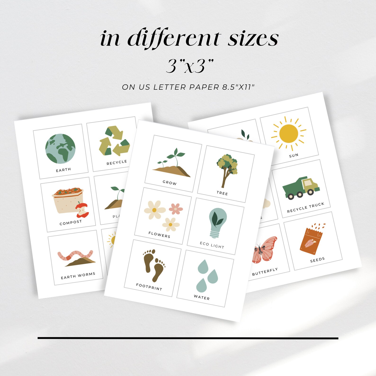 Printable Earth Day Nature Flashcards Montessori Activity Homeschool ...