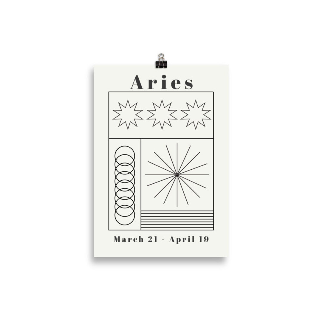 Aries Print - Monochrome Line Drawing - Etsy