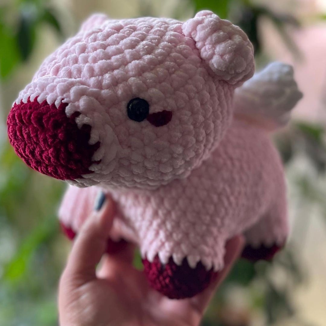 Flying Pig Amigurumi Crochet Plushie Unique Stuffed Animal Wings Piglet ...