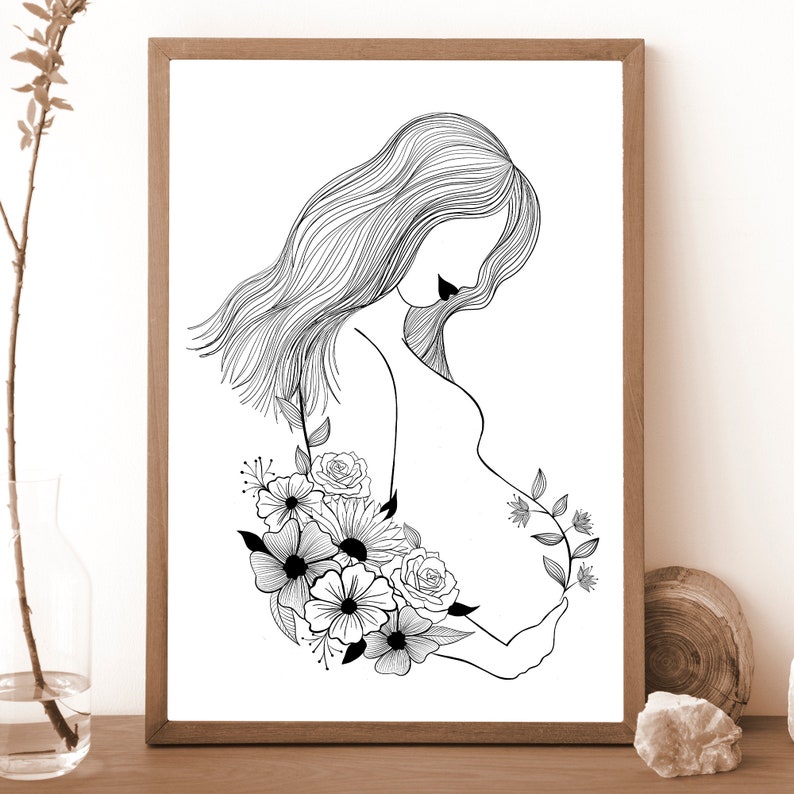 Mother to Be Floral Pregnancy Bump Journey - Etsy
