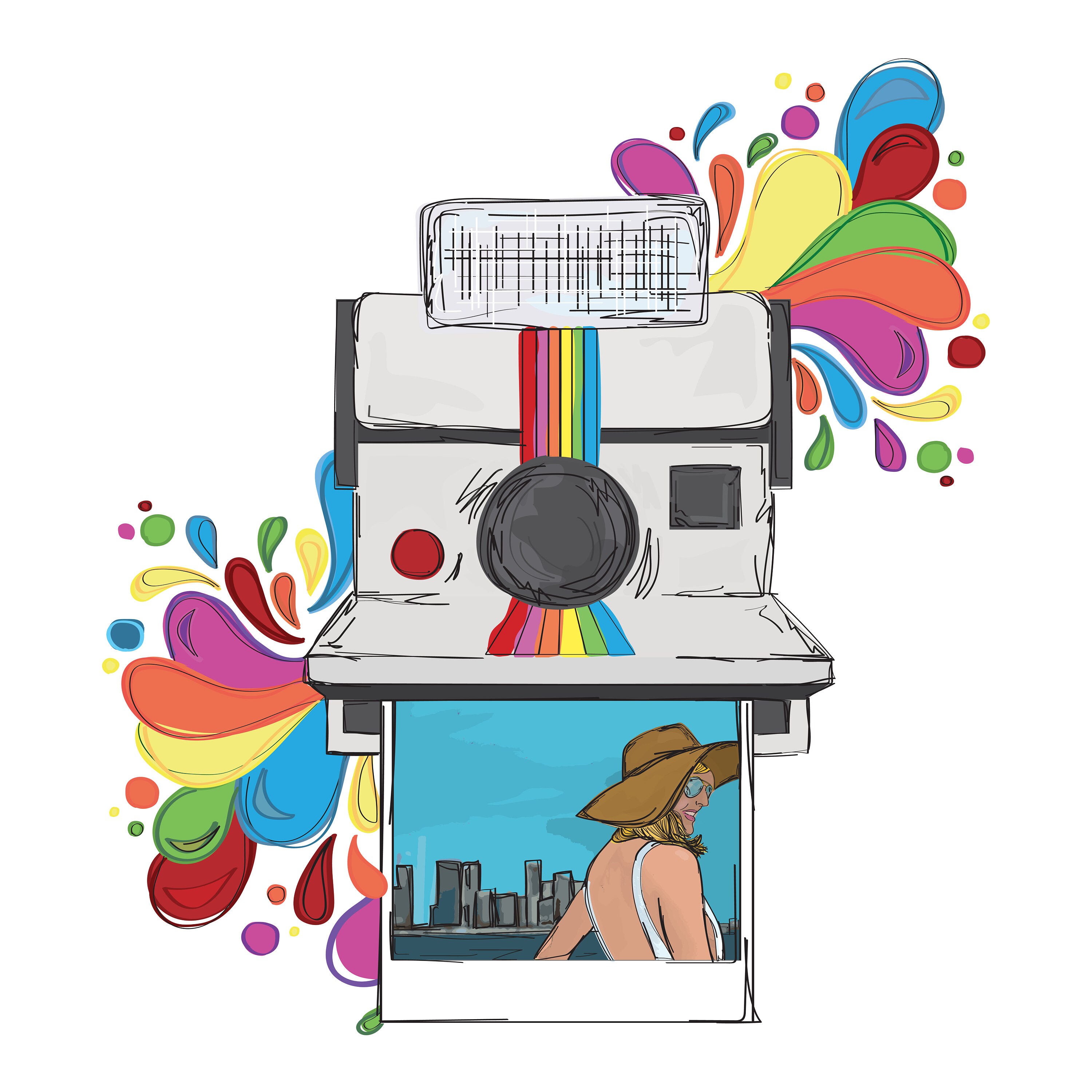 Polaroid Retro Line Drawing - Etsy