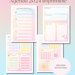 Digital Rainbow Agenda 2024 With Date in Spanish Daily Agenda - Etsy