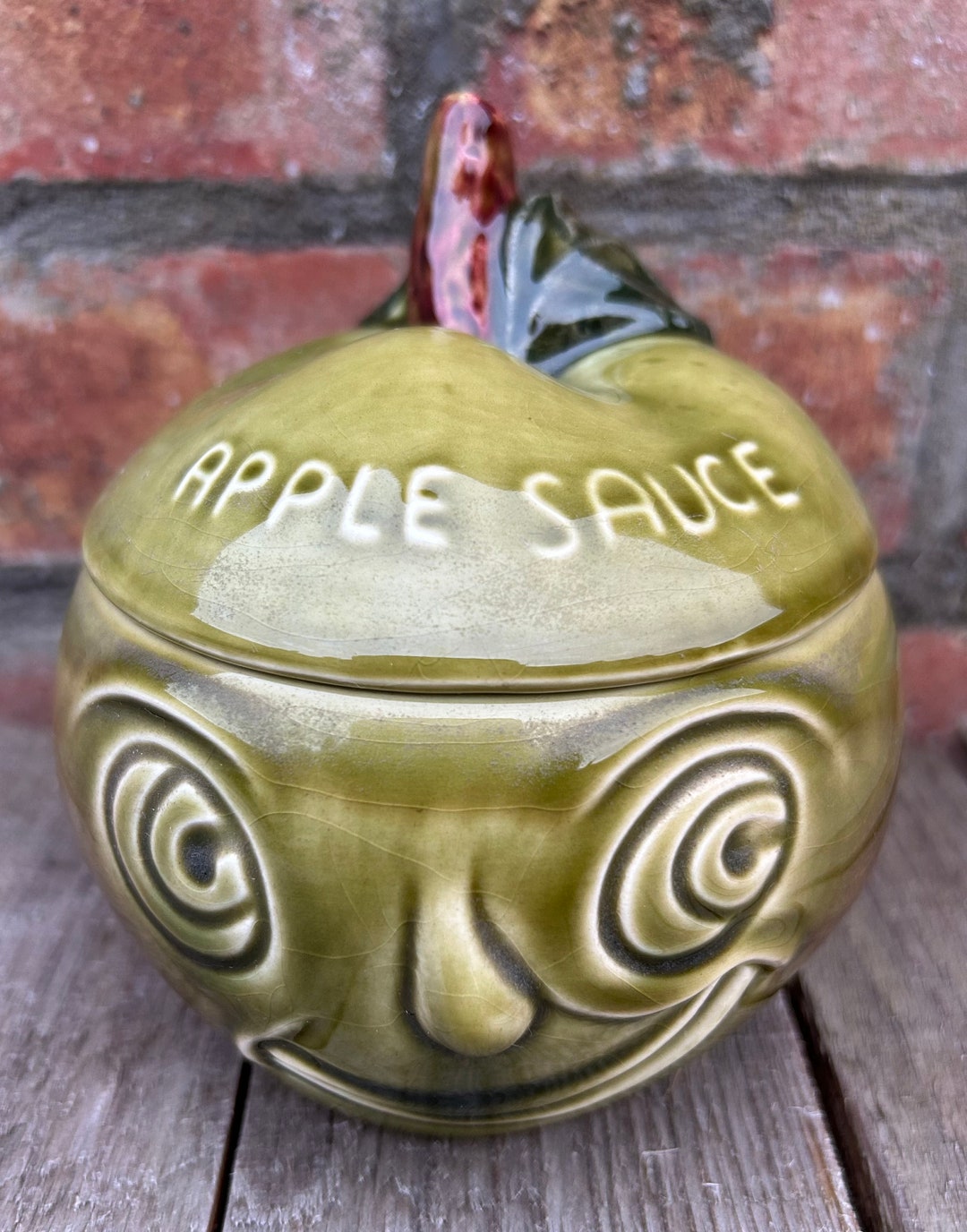 Vintage Sylvac Pottery Apple Sauce Face Pot Condiment Jar With Lid ...