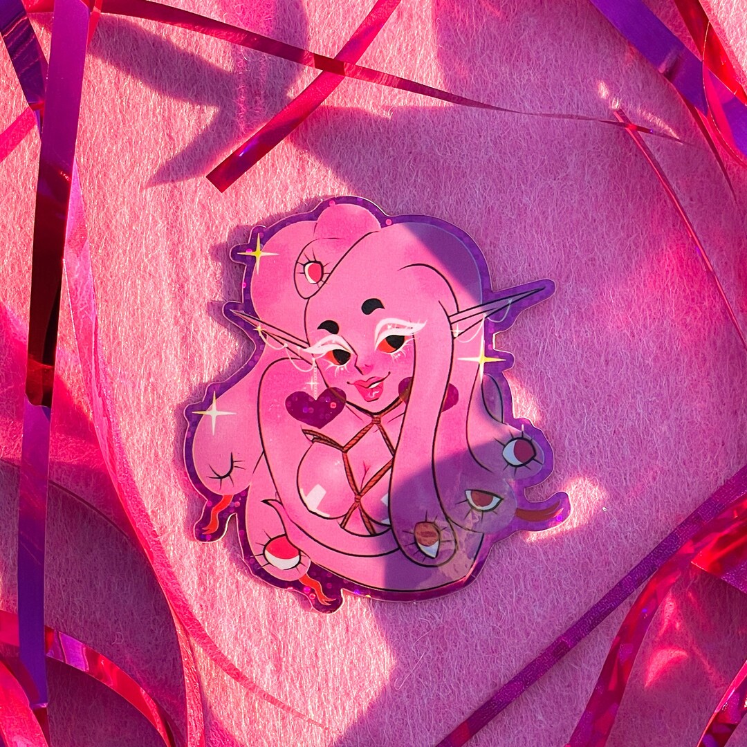 Love Gorgon, Valentine Greek Mythology 3x3 Glitter Sticker Weatherproof ...