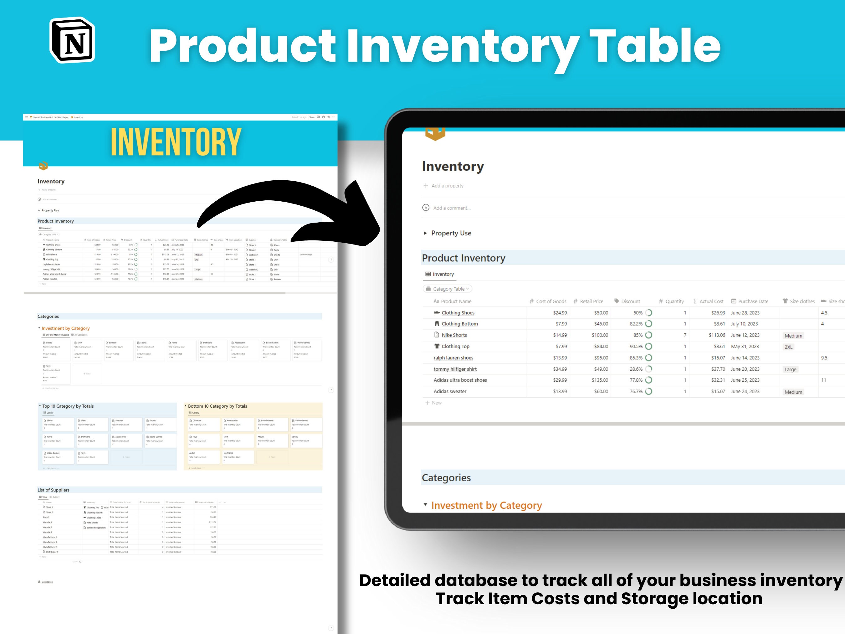 E-commerce Inventory Management System - Notion Template - List Tracker ...