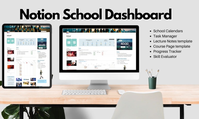 Notion School Dashboard - School Calendar and Tasks - Etsy