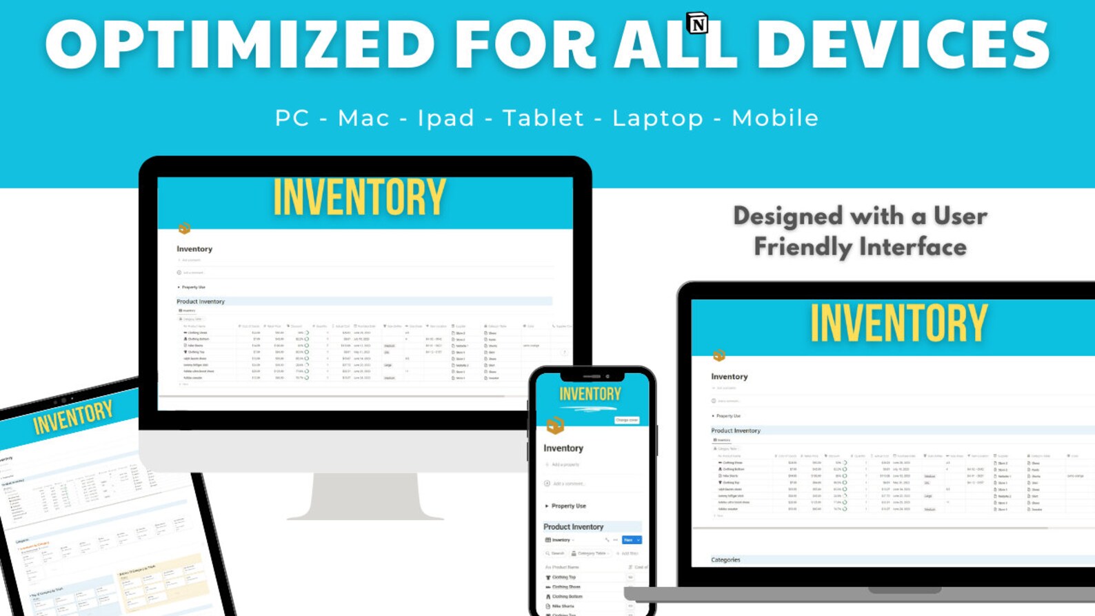 E-commerce Inventory Management System - Notion Template - List Tracker ...