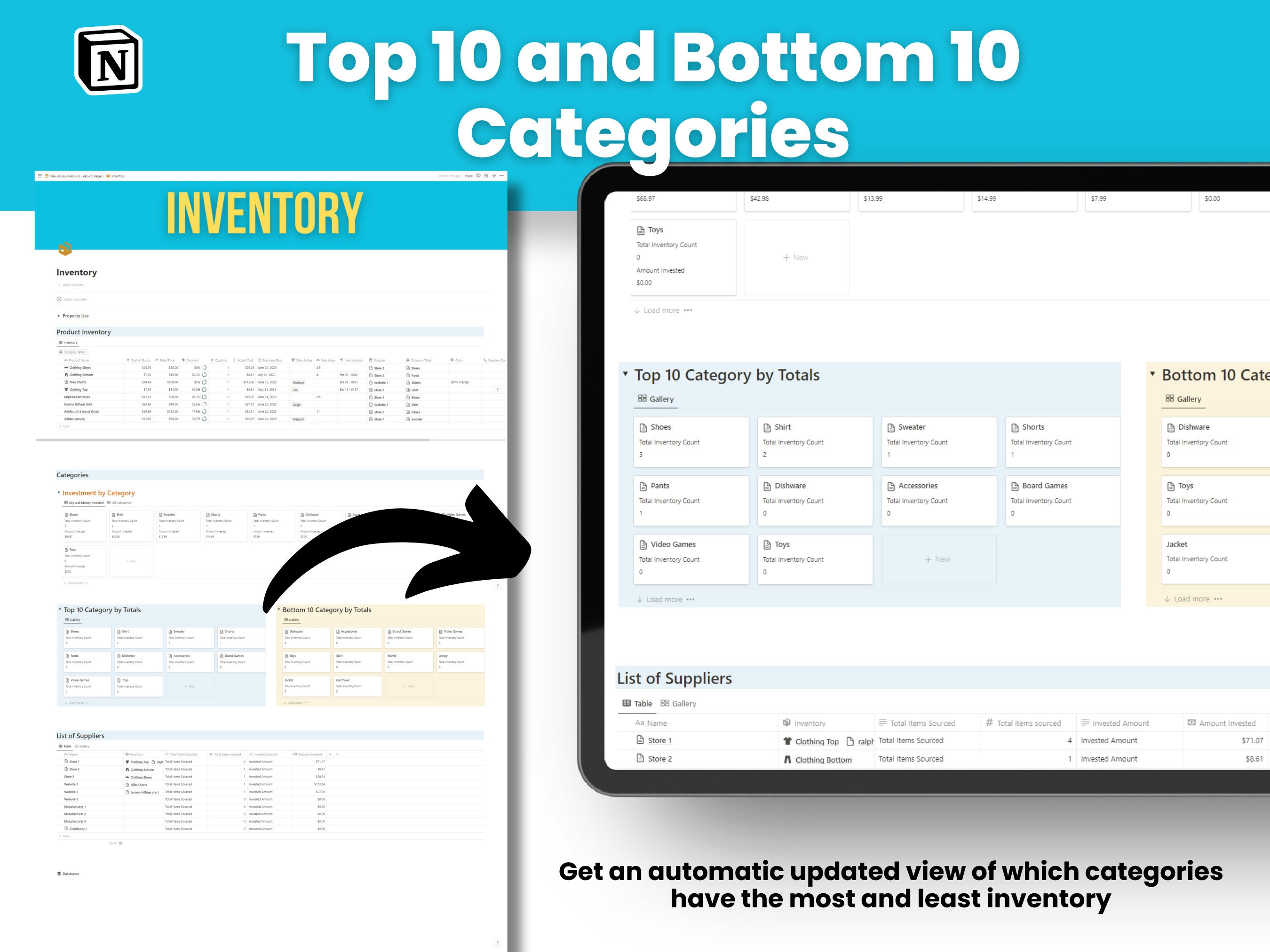 E-commerce Inventory Management System - Notion Template - List Tracker ...