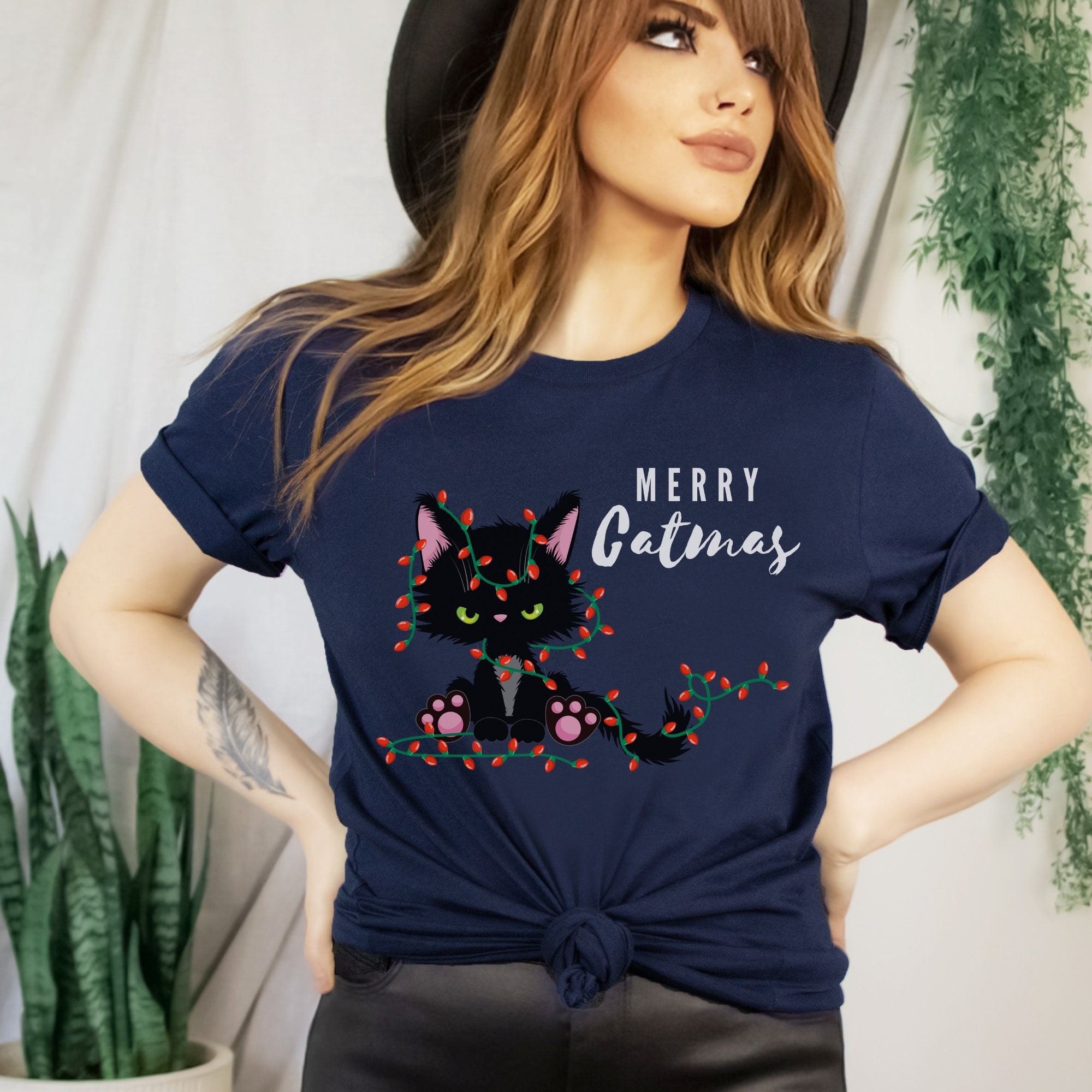 Merry Catmas Christmas Shirt for Womens, Christmas Cat Shirt, Happy ...