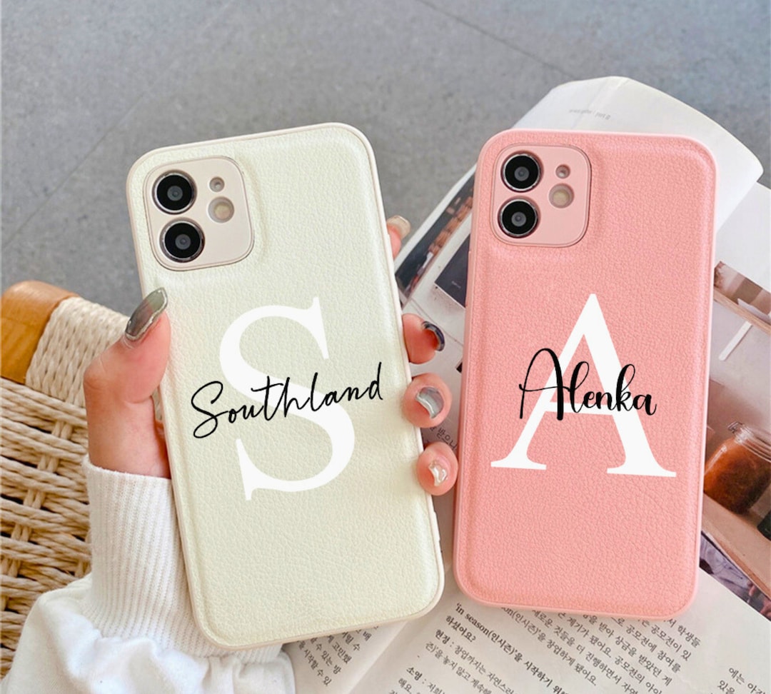 Personalized Leather iPhone Case, Custom Name Letter Design, Protective ...