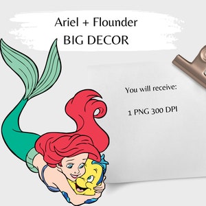 Ariel and Flounder Cutout, Ariel Cutout Decor, Ariel Party Decoration ...