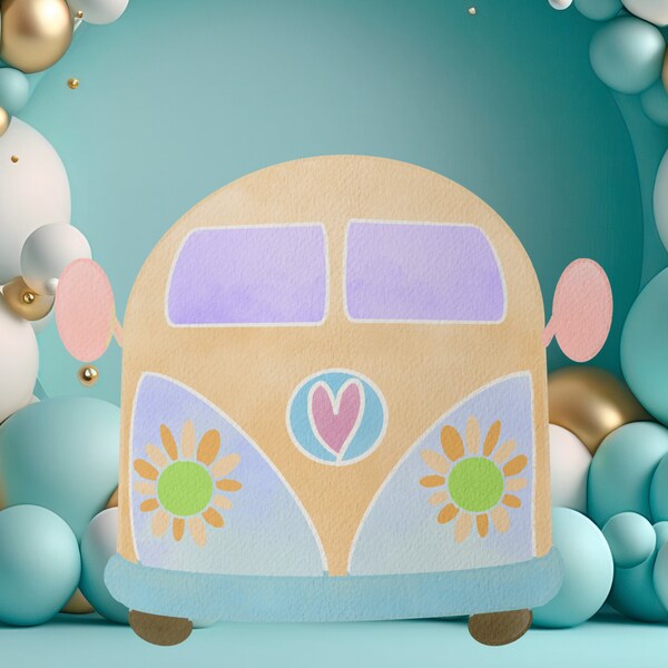 Groovy Hippie Van Big Decor Backdrop - Etsy