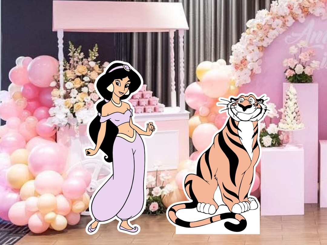 Jasmine and Rajah Princess Cutout, Princess Cutout Decor, Aladdin Party ...