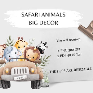 Jungle Animals Safari Car Cutout, Jungle Cutout Decor, Safari Party ...