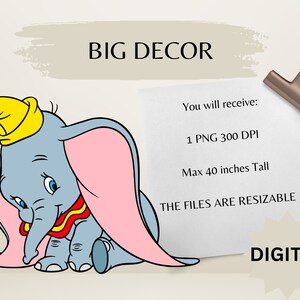 Dumbo Cutout, Backdrop Big Decor, Elephant Theme Party Decoration Baby ...