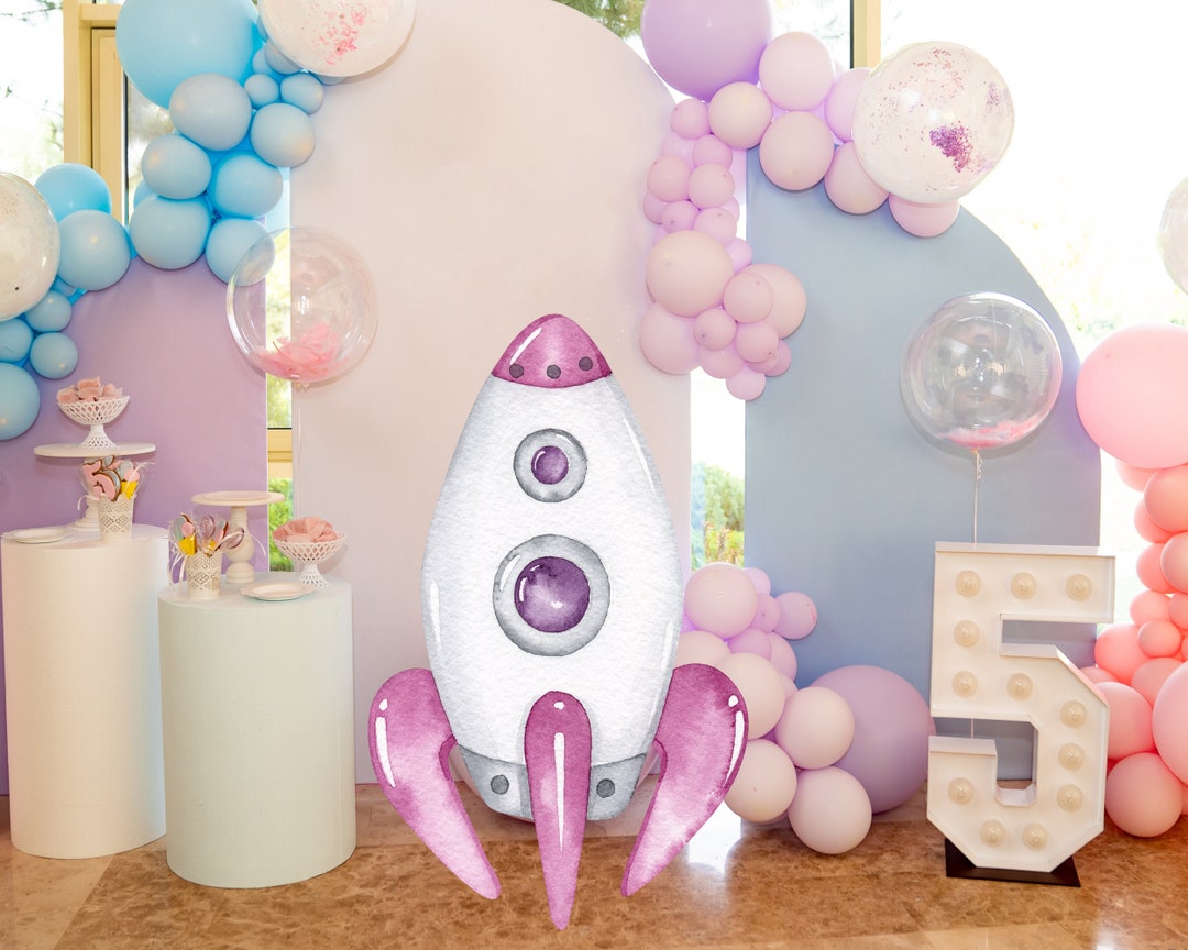 Girl Rocket Cutout, Outer Space Cutout Decor, Space Party Decoration ...