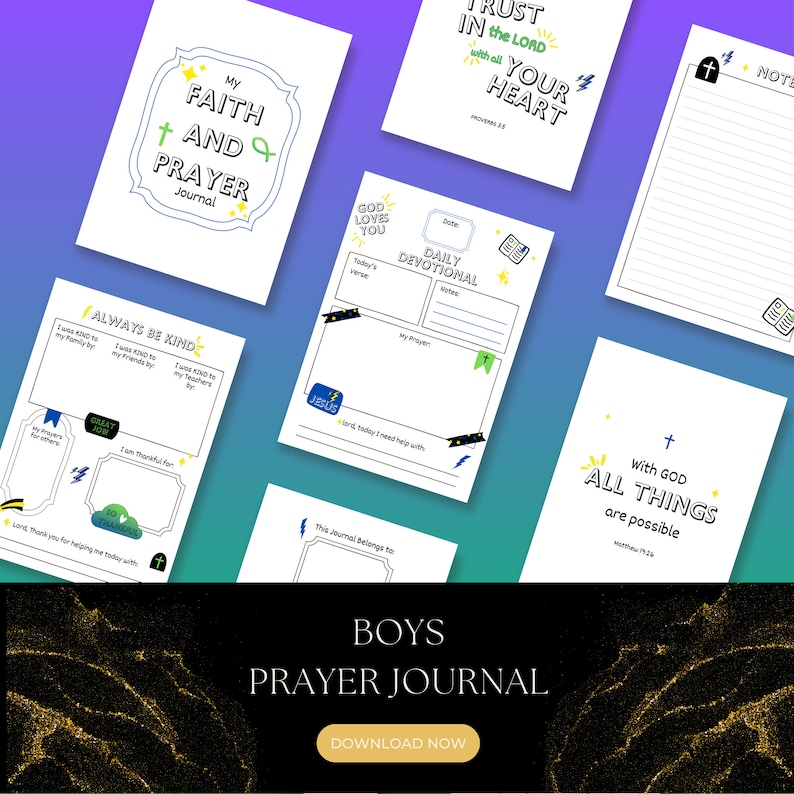 Bundle of 3 Kids Prayer Journal Printable Pdf Faith Journal for Boys ...