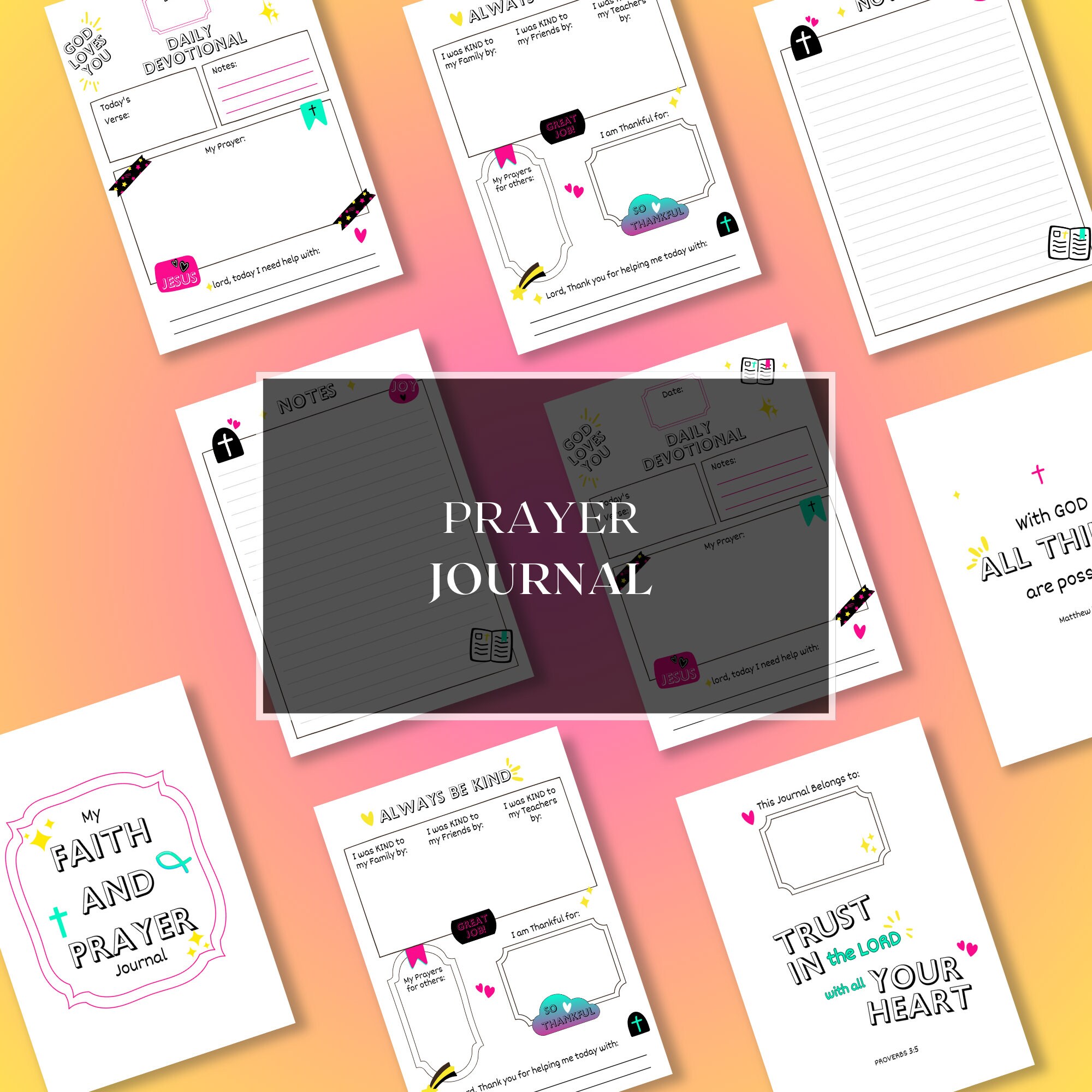 Kids Prayer Journal Printable Pdf Faith Journal for Girls Kids ...