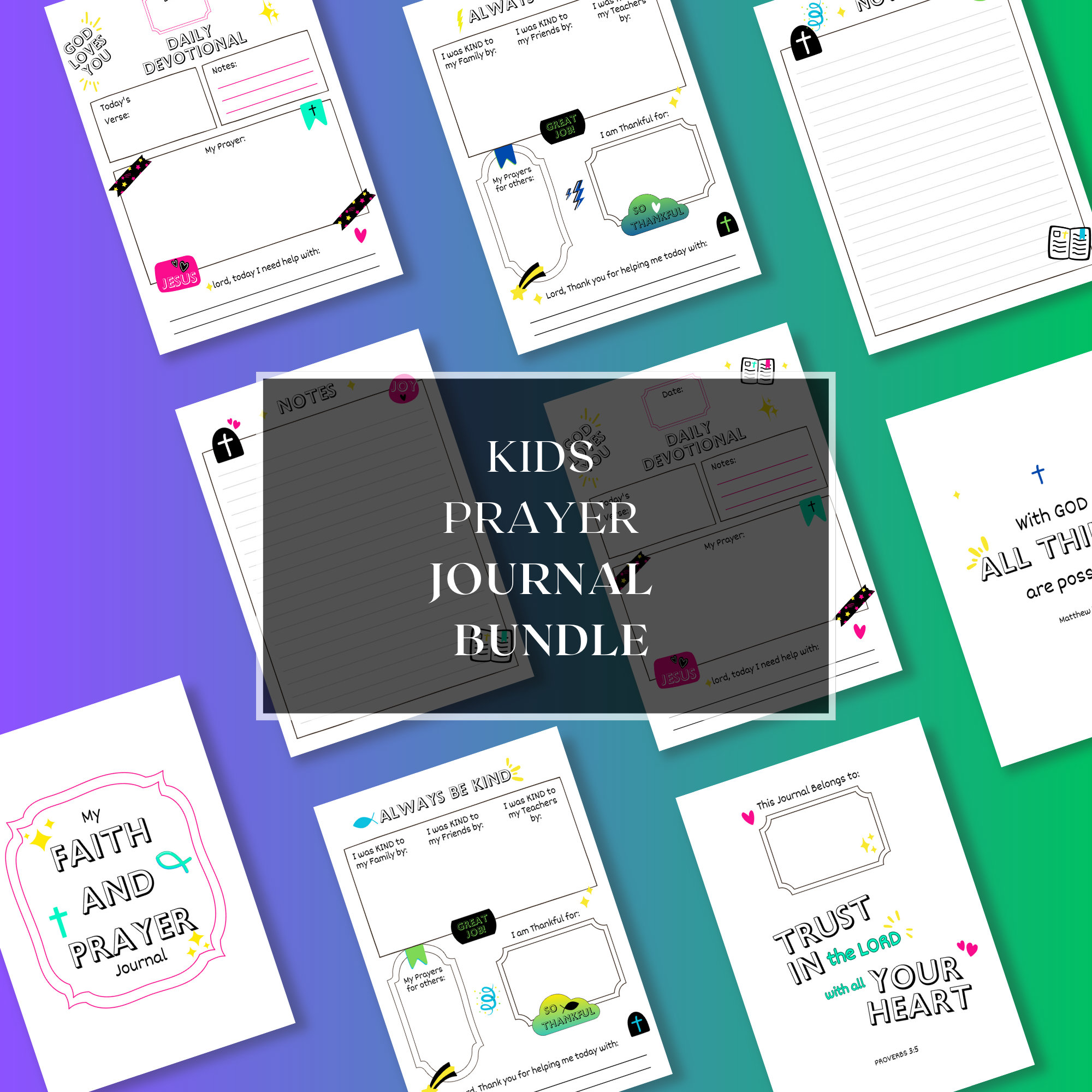 Bundle of 3 Kids Prayer Journal Printable Pdf Faith Journal for Boys ...