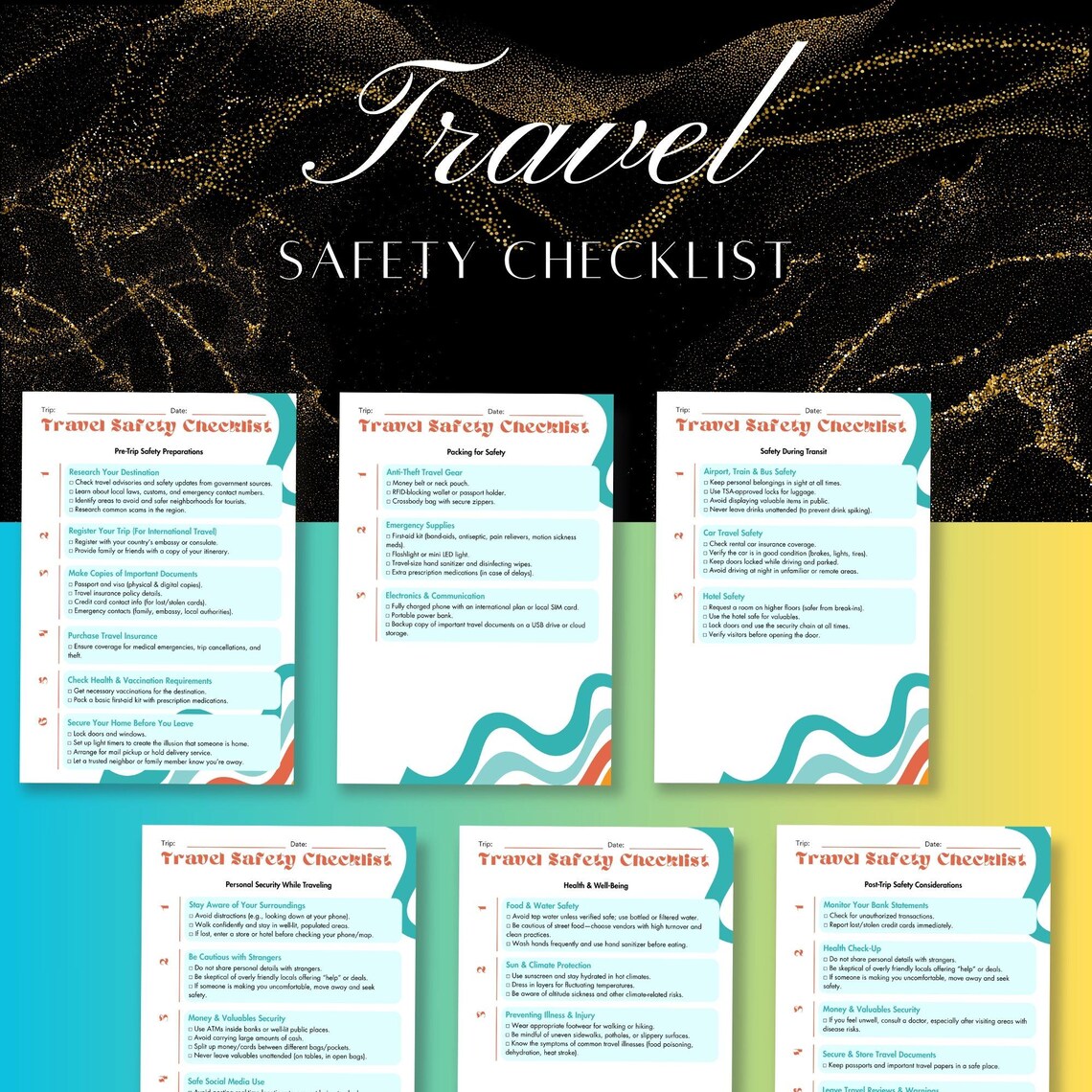 Travel Safety Checklist: Printable Security Guide (digital Download) - Etsy