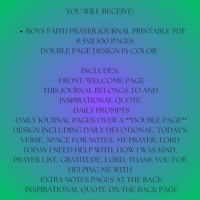 Kids Prayer Journal Printable Pdf Faith Journal for Boys Kids ...