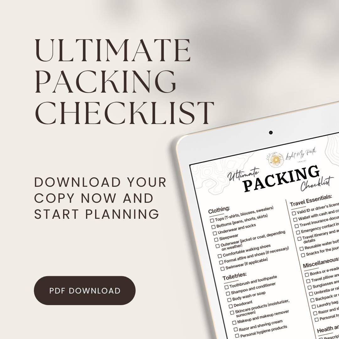 Travel Packing Checklist | Printable Travel Packing Guide | Digital ...