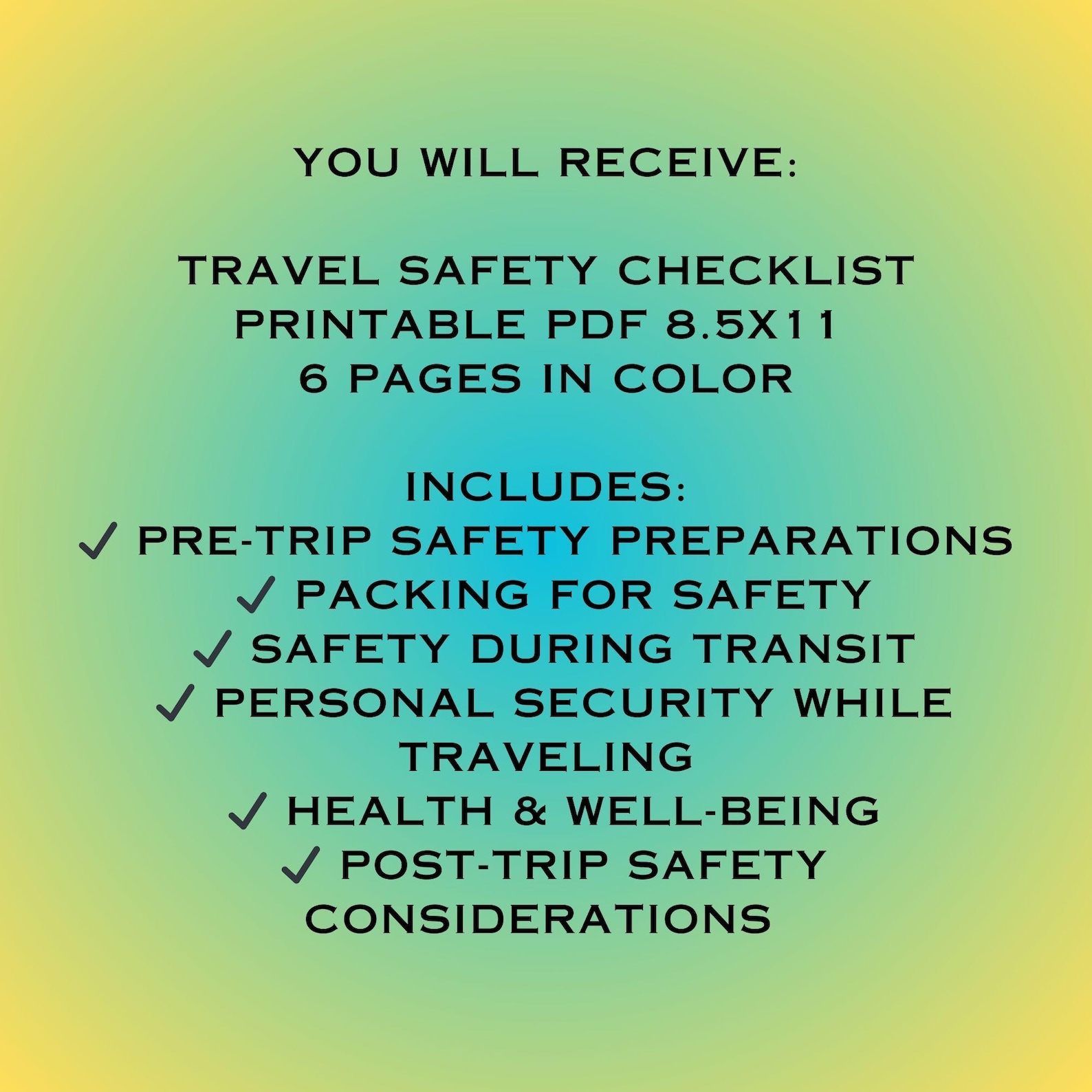 Travel Safety Checklist: Printable Security Guide (digital Download) - Etsy