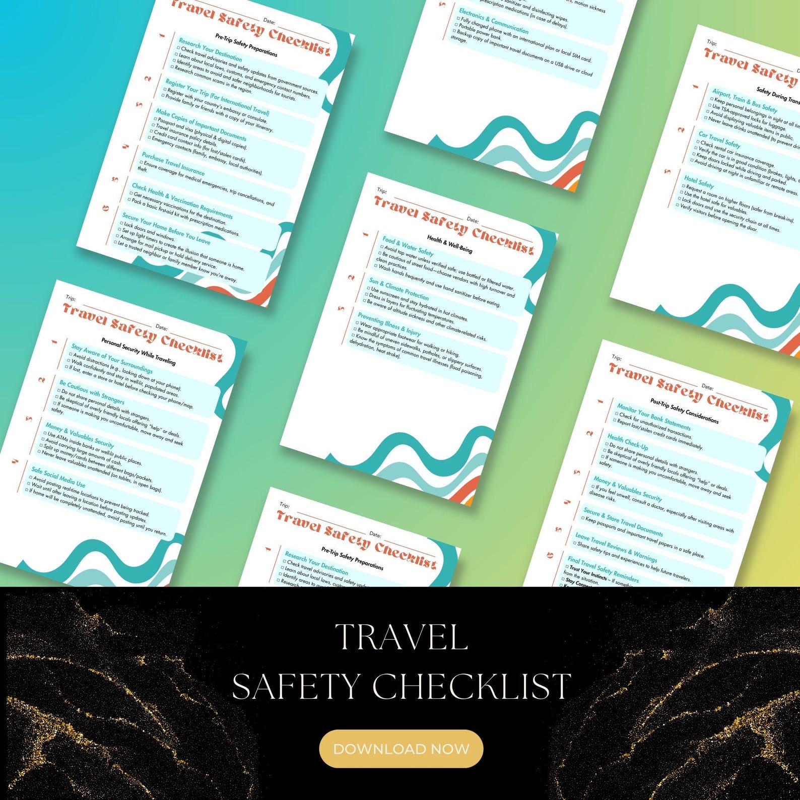 Travel Safety Checklist: Printable Security Guide (digital Download) - Etsy