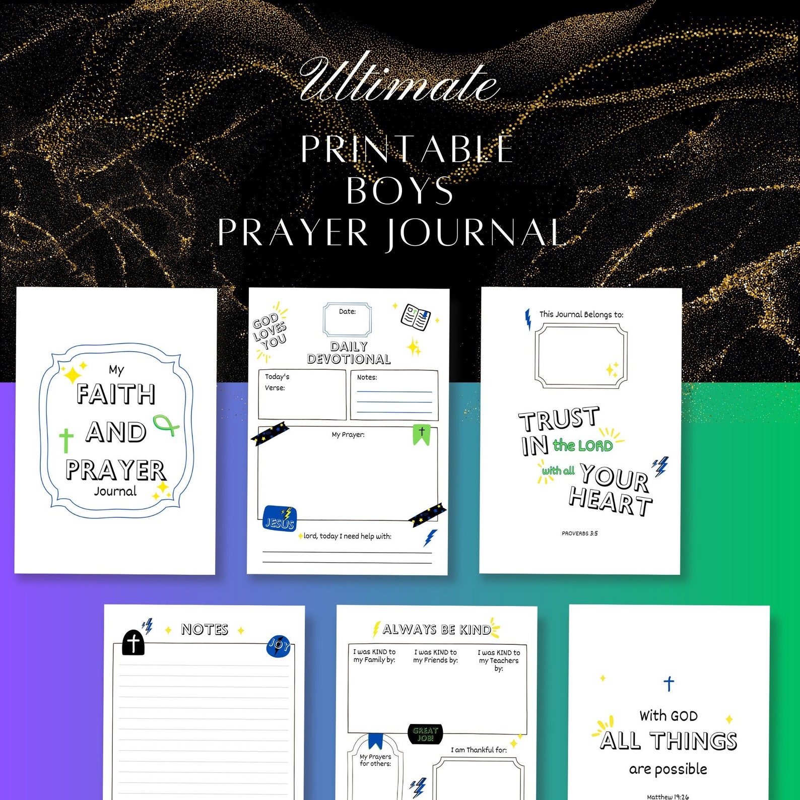 Kids Prayer Journal Printable Pdf Faith Journal for Boys Kids ...