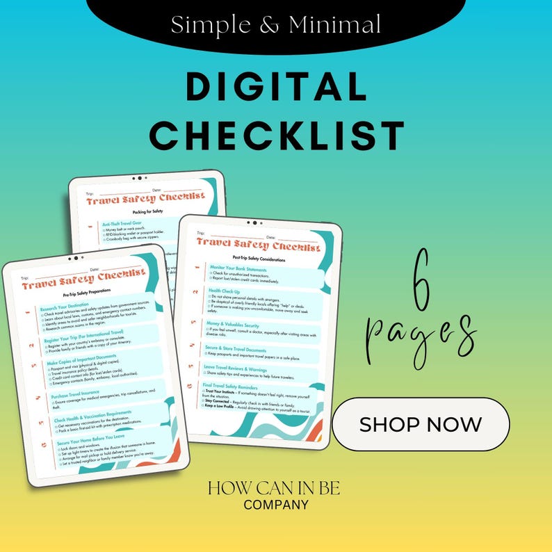 Travel Safety Checklist: Printable Security Guide (digital Download) - Etsy
