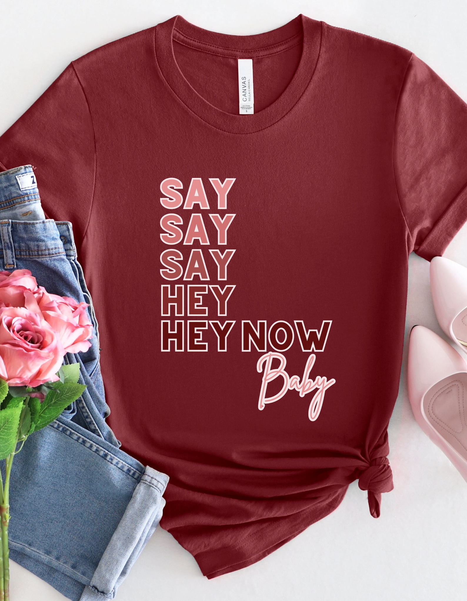 Maroon Love Anthem Tee, Romance Vibes Shirt, Maroon Concert Tee, Say ...