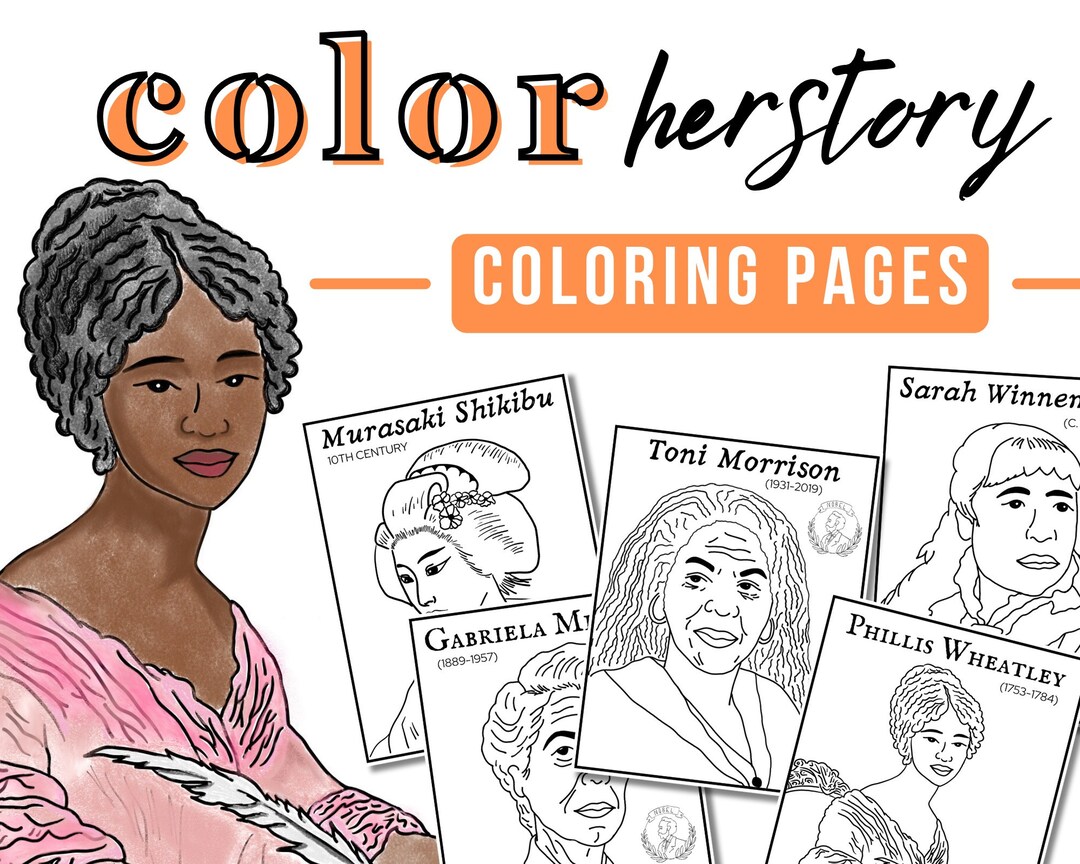 Hand Drawn Coloring Pages WOC Portraits, Authors, Quotes, Literary ...