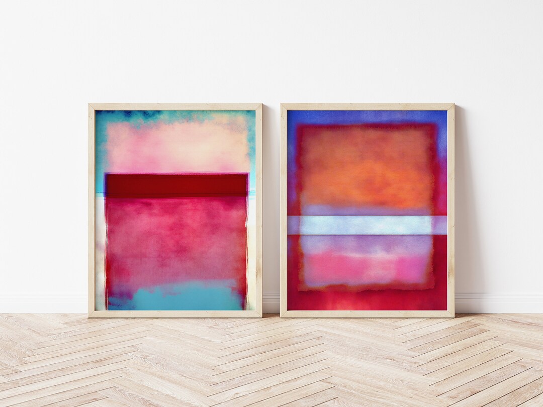 Rothko Style Art, 2 Piece Set, Watercolor Prints, Bedroom, Abstract ...