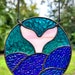 Handcrafted Stained Glass Ocean Suncatcher Blue Ocean Life Decor Diving ...