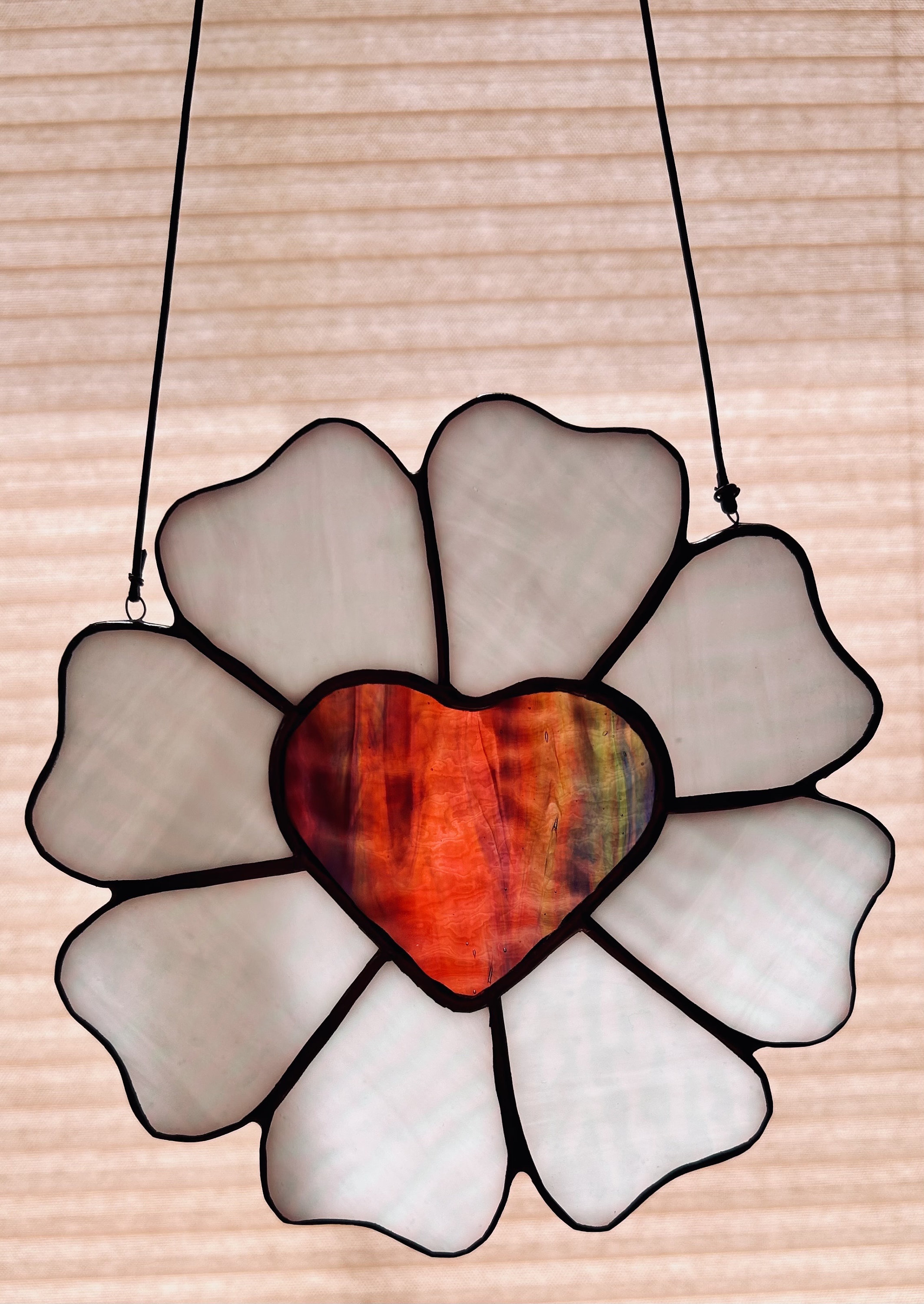 Handmade Hearted Flower Stained Glass Suncatcher Hanging Decor - Etsy