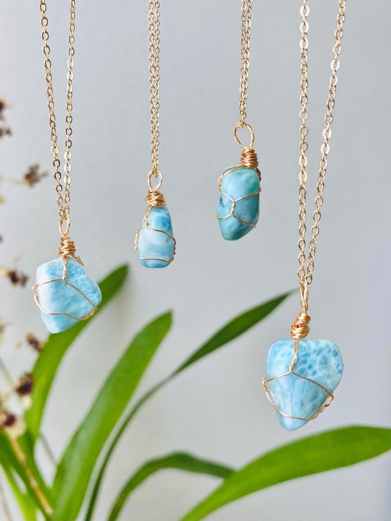 Raw larimar necklace store