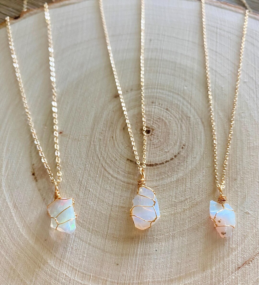 Dainty Ethiopian Opal Necklace, Raw Ethiopian Opal Necklace, Handmade ...