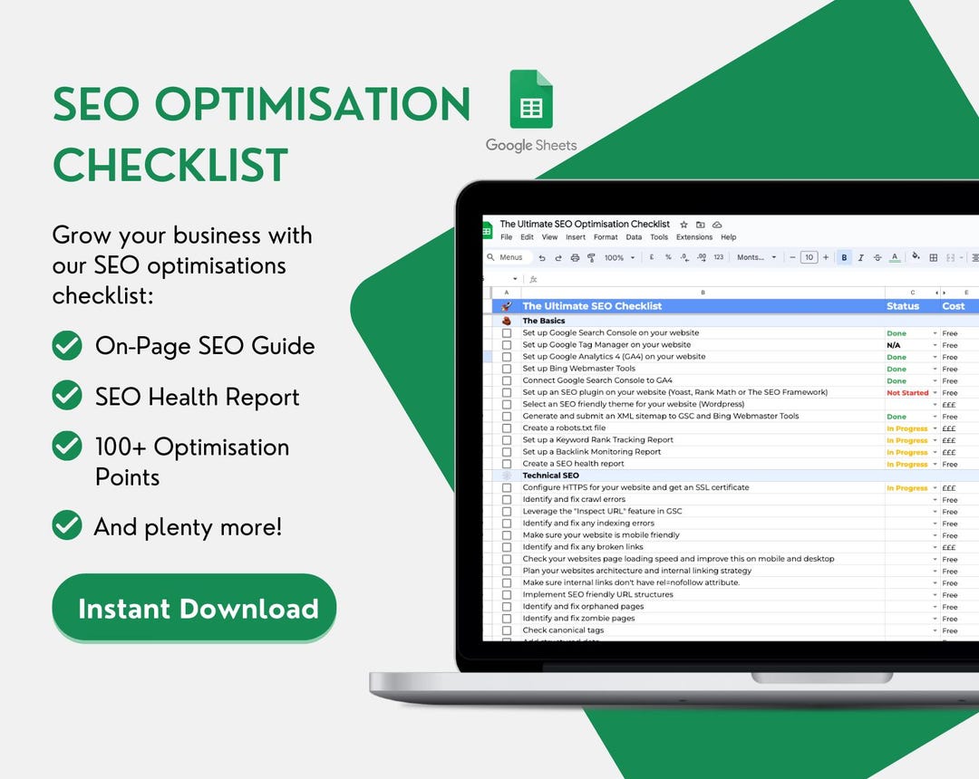 SEO Audit Checklist 2026: Website Audit Template (google Sheets, PDF) - Etsy