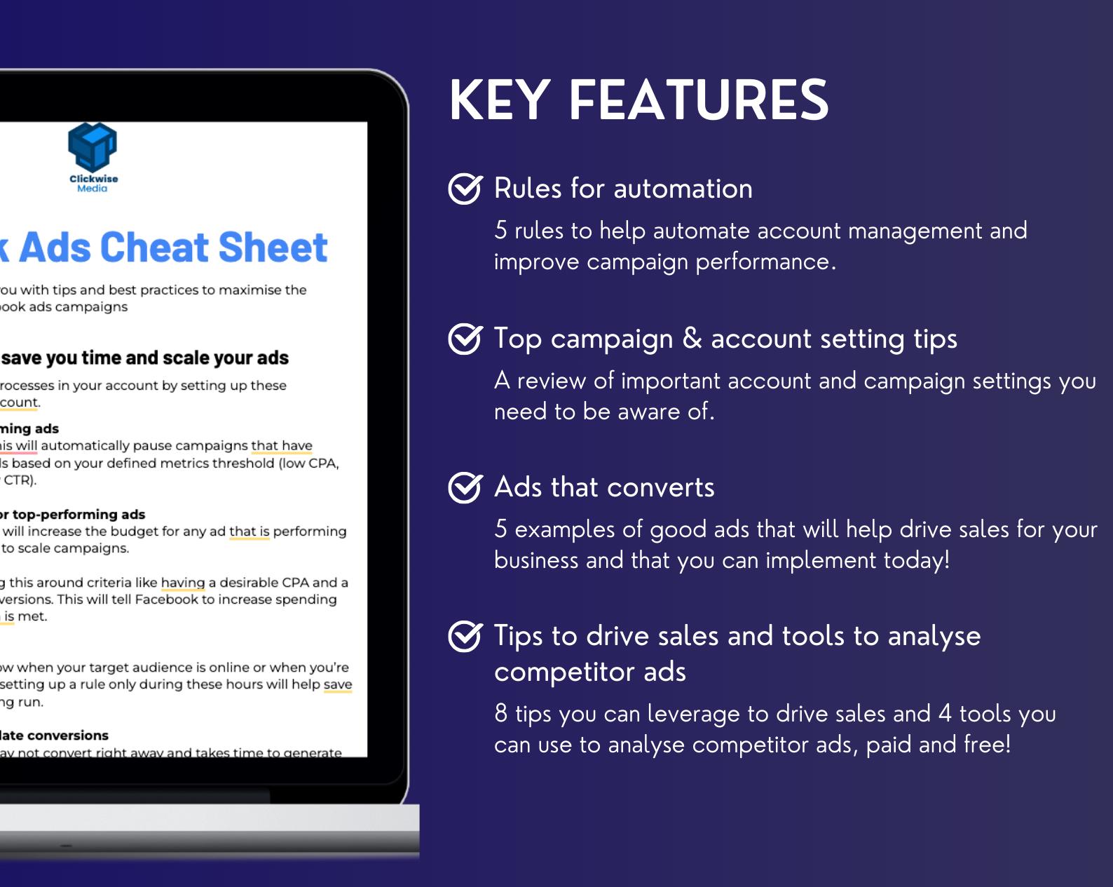 Facebook Ads Cheat Sheet - Facebook Ads Tips to Improve Campaign Performance - Facebook Ads ...